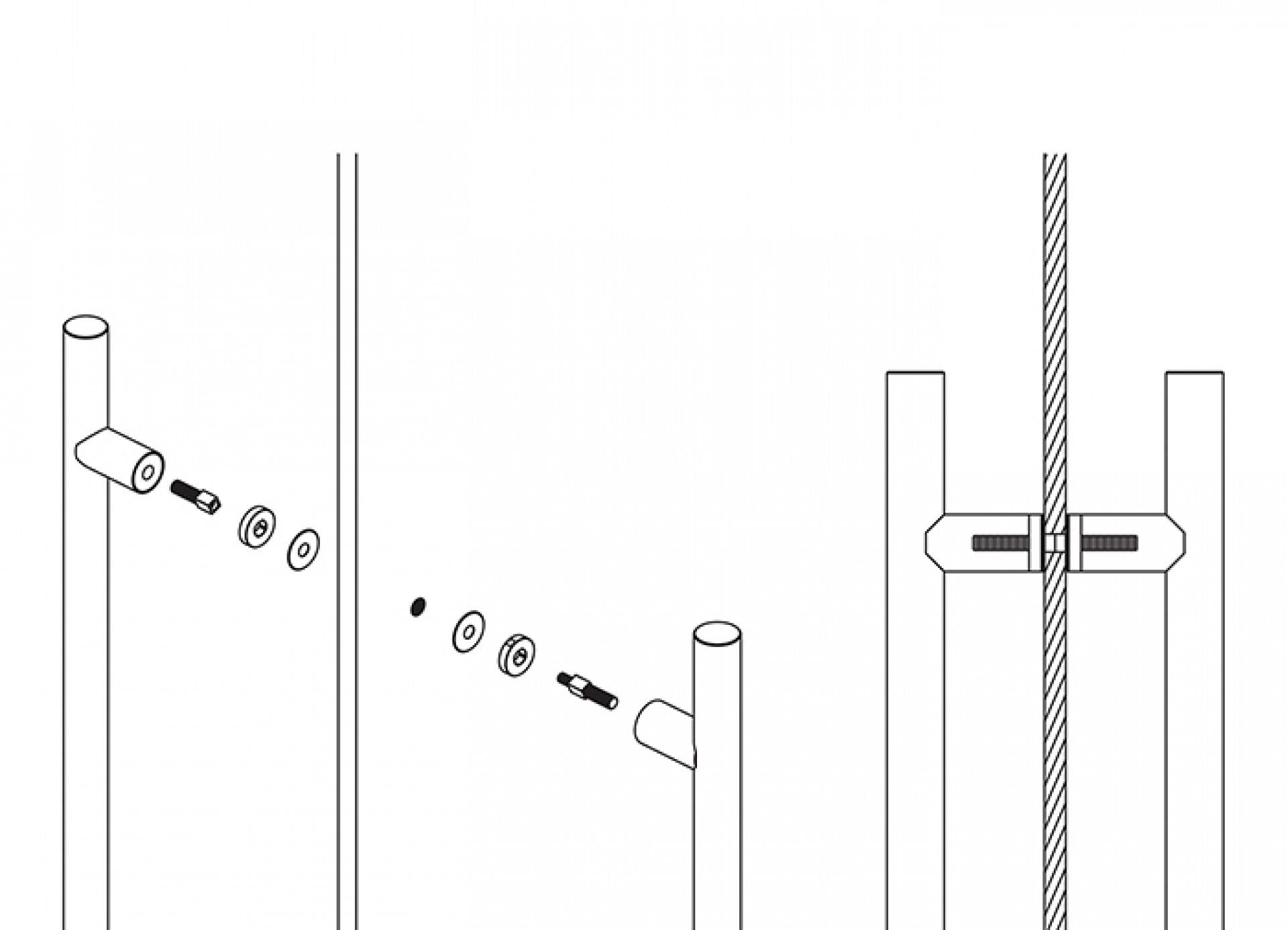 IN.08.ADV.35 Unifix M8 Glass - Fixing kit for Back to back Handles 35mm ...